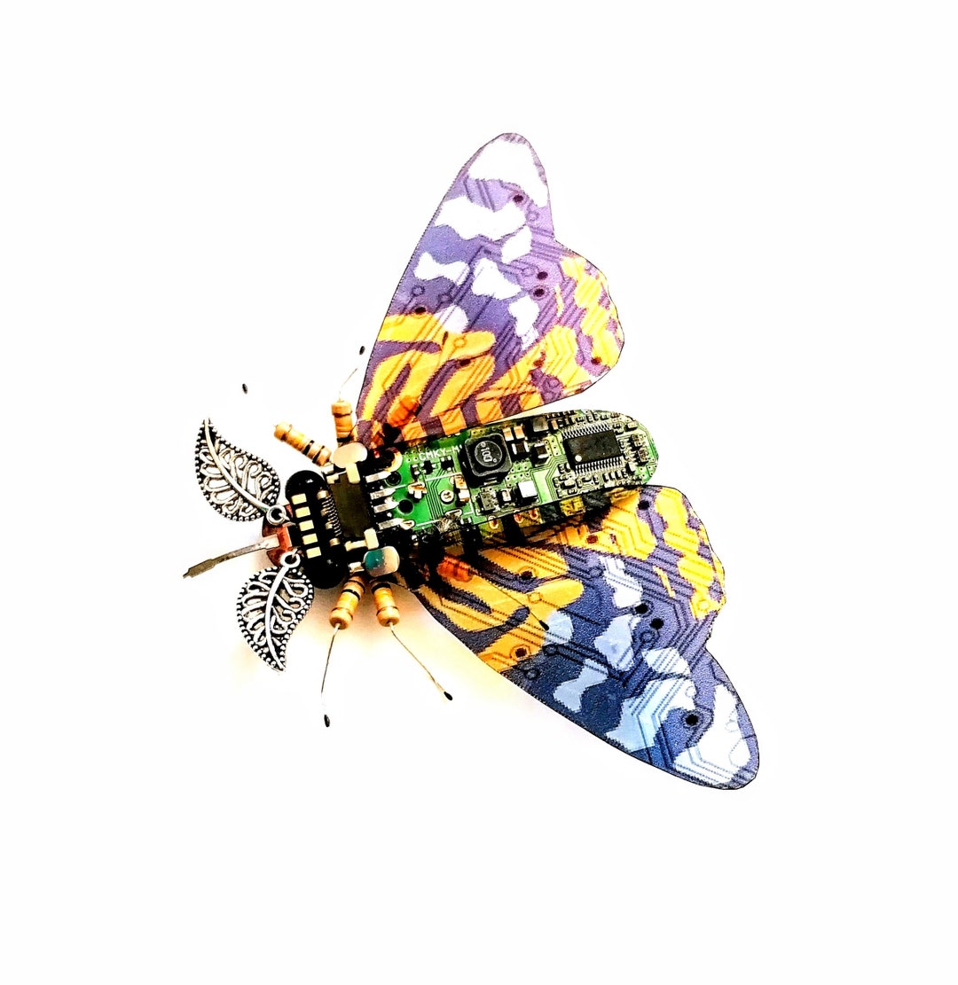 The Tiger Moth, Circuit Board Insect by Julie Alice Chappell - Etsy