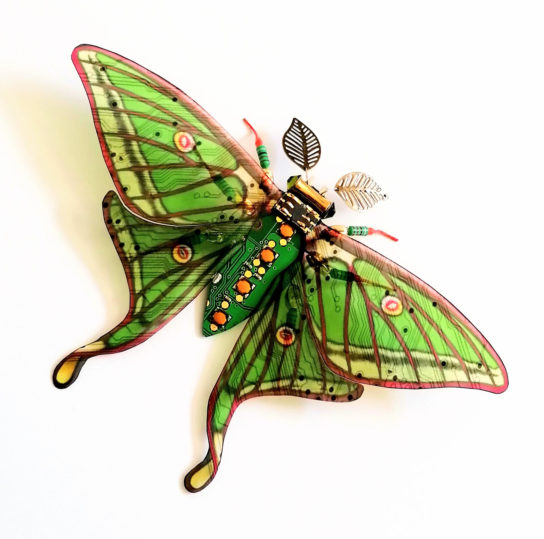The Golden Spotted, Spanish Luna Moth, Circuit Board Insect by Julie ...
