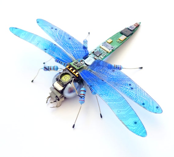 The Turquoise Dragonfly Circuit Board Insect by Julie Alice | Etsy