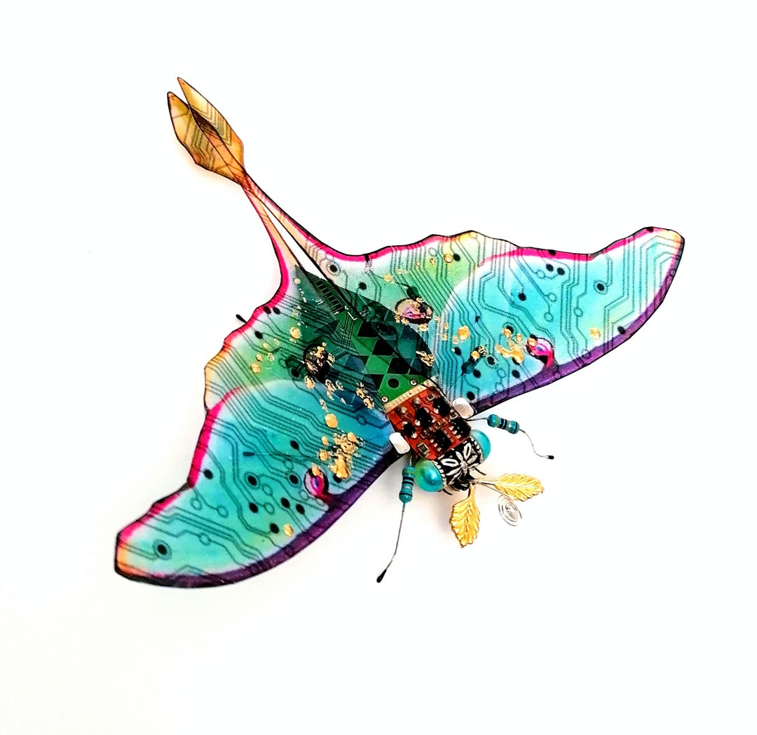The Delicate Moon Moth, Circuit Board Insect by Julie Alice Chappell - Etsy
