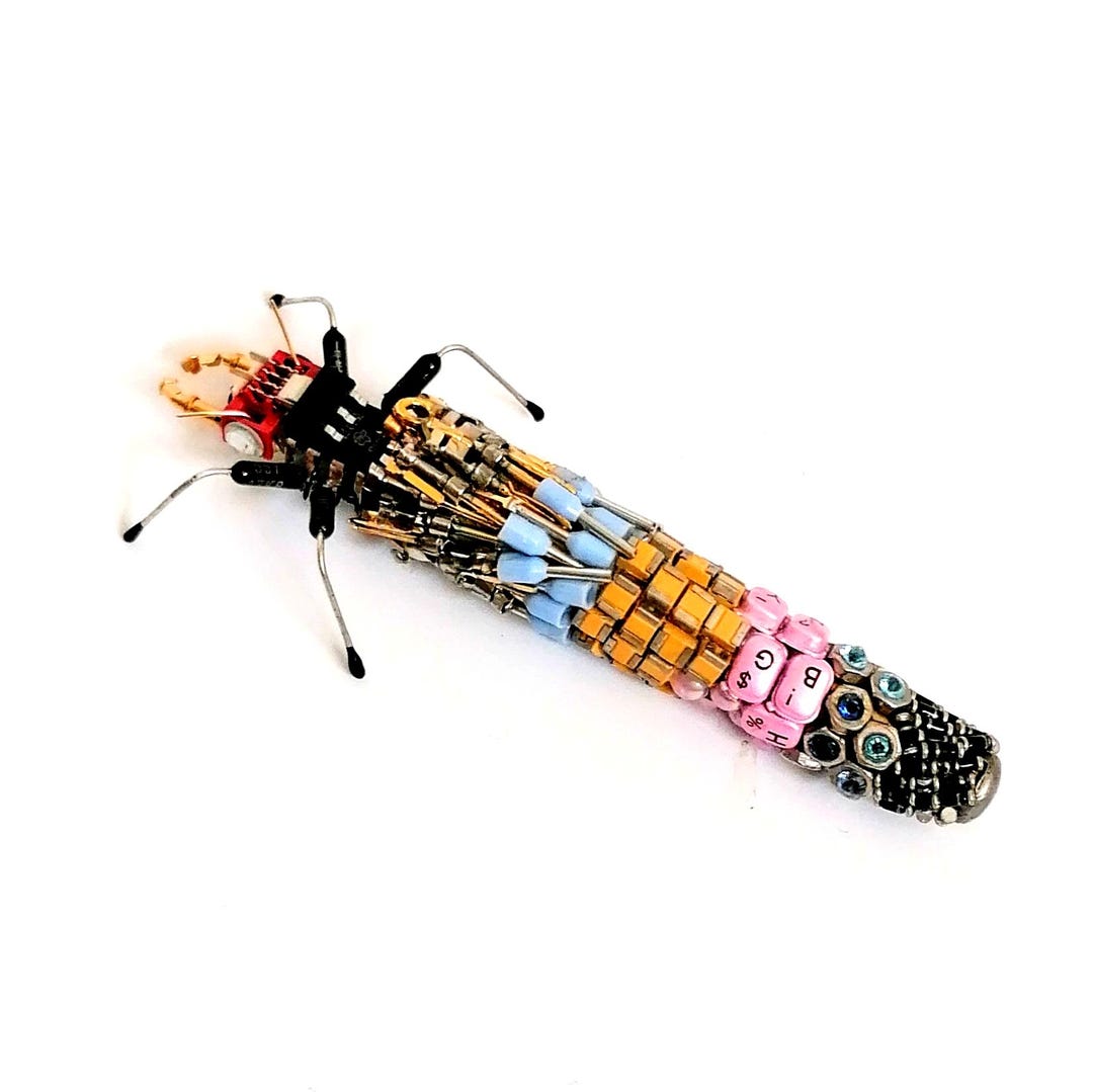 The Pink Phone Button Caddis Fly Larva, Fantasy Circuit Board Insect by ...