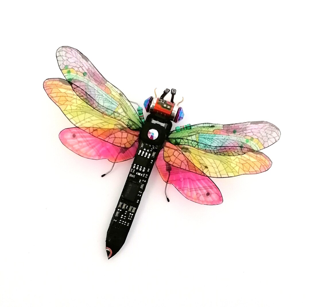 The Rainbow Dragonfly Fantasy Circuit Board Insect by Julie - Etsy