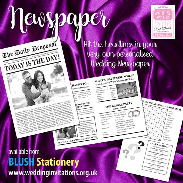 Wedding Newspaper - Etsy UK