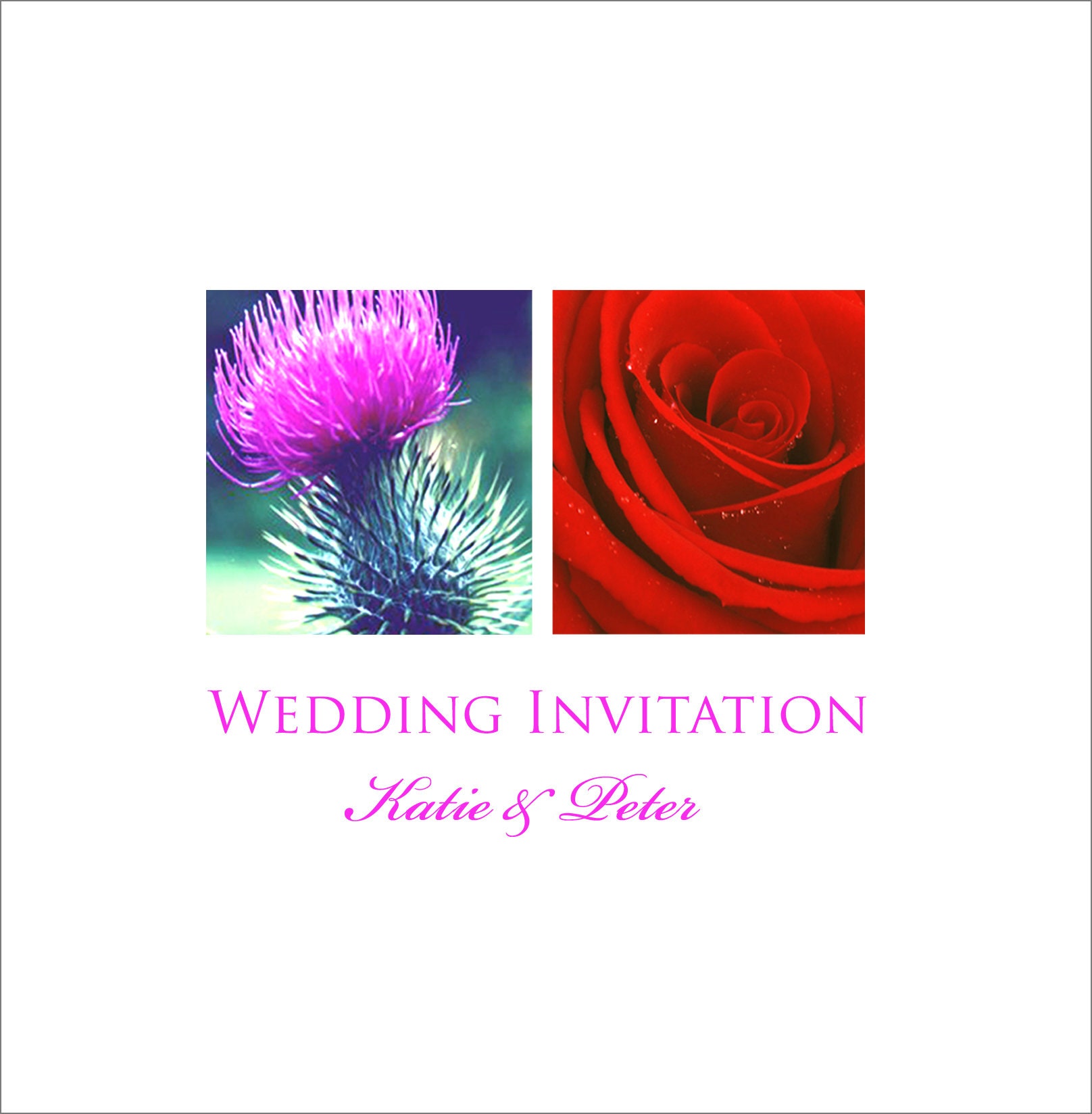 Thistle & Rose Wedding Invitation, Scottish English Wedding - Etsy UK