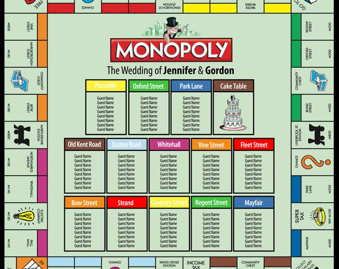 Monopoly Board Wedding Seating Plan - Etsy