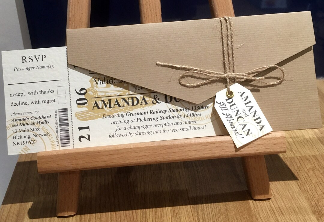 Vintage Train Ticket Wedding Invitations - Etsy UK