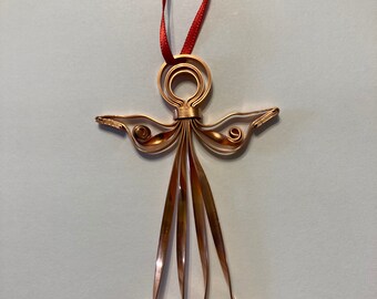 Handcrafted Copper Angel With Heart Ornament - Etsy