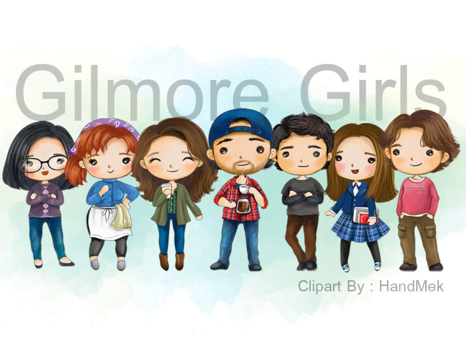 Gilmore Girls Watercolor Clip Art Set 1 Instant DownloadPNG | Etsy