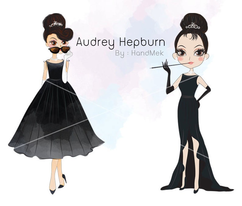 Audrey Hepburn clipart instant download PNG file 300 dpi | Etsy