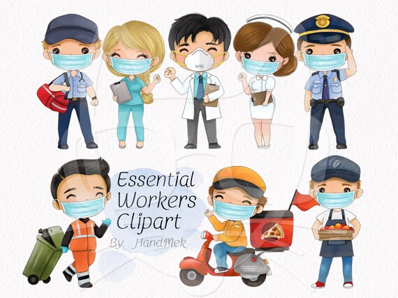 Essential Workers clipart Set 1 instant download PNG file | Etsy