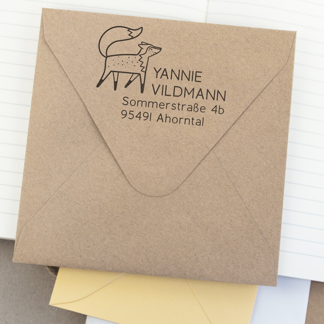 Small Address Stamp Fox up to 4 Lines - Etsy