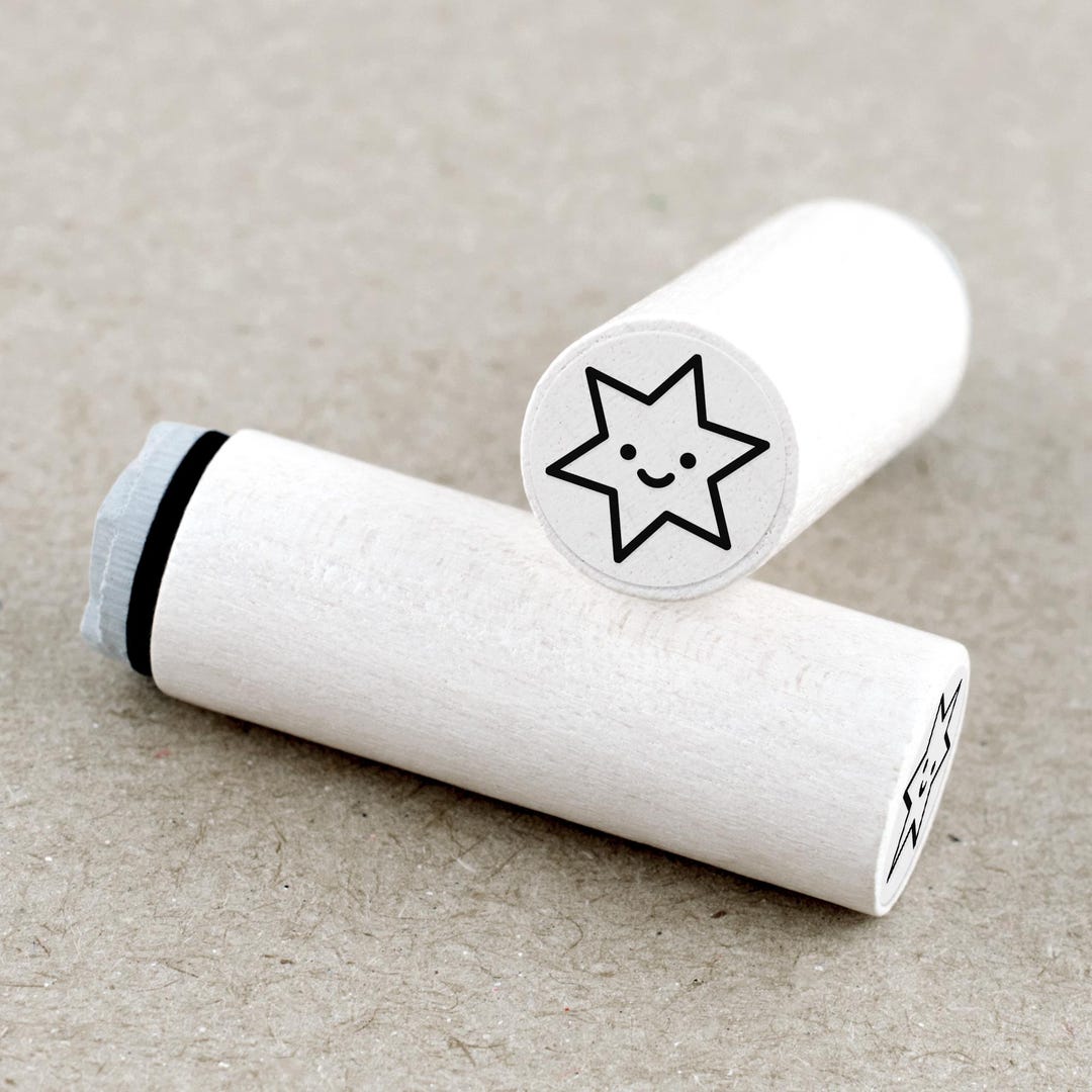 Mini Rubber Stamp Star Happy - Etsy