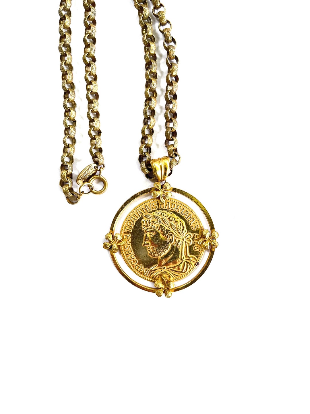 Miriam Haskell IMP Caesar Traianus Hadrianus Necklace, Roman Greek Coin ...