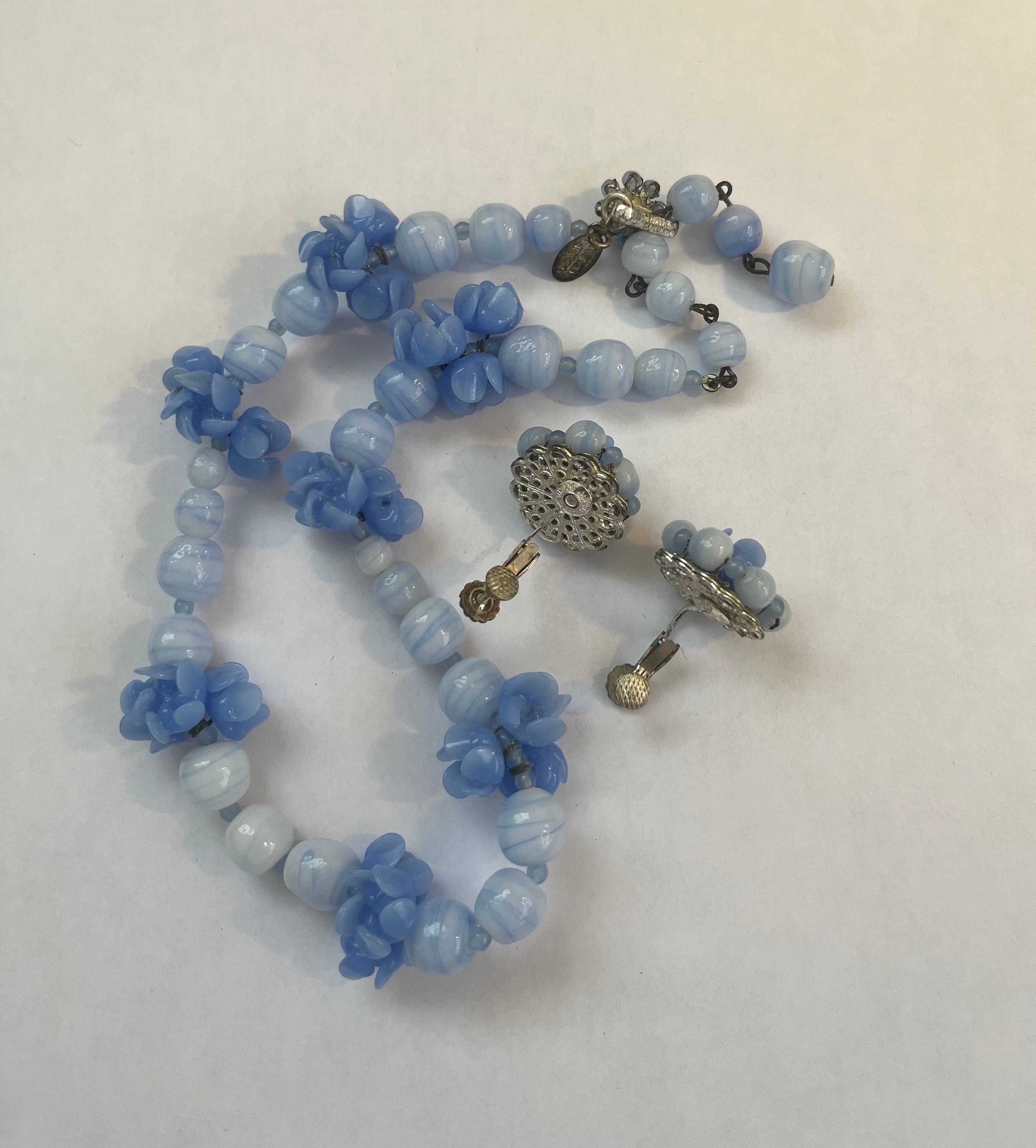 Miriam Haskell Frank Hess 1950s Pate De Verre Glass Flower Petal Suite ...