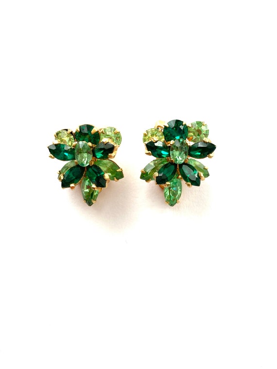 Kramer Green Rhinestone Earrings Kramer Emerald Cut R… Gem