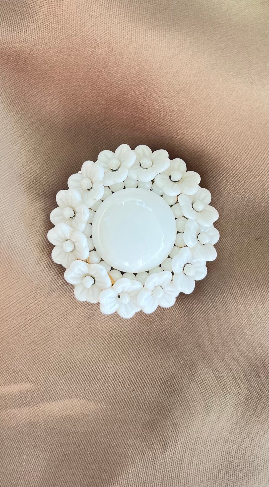 Miriam Haskell White Molded Glass Flowers Brooch, Circa 1950s, Frank ...
