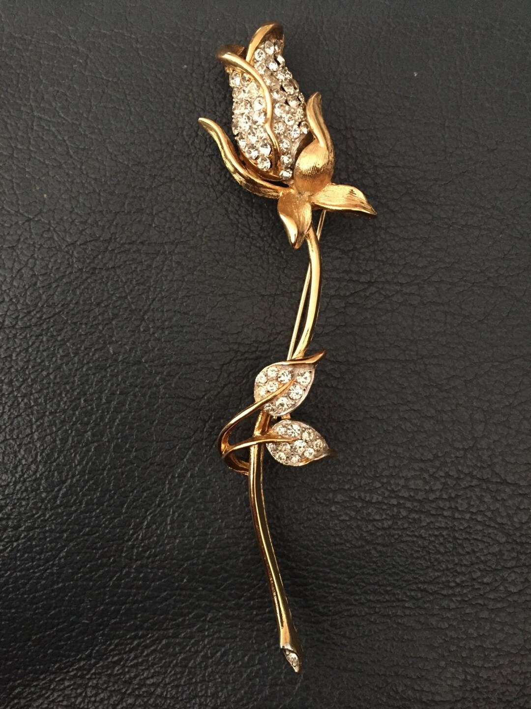 Kenneth J. Lane Gold Rose Broche Broche de oro con pavé de - Etsy España