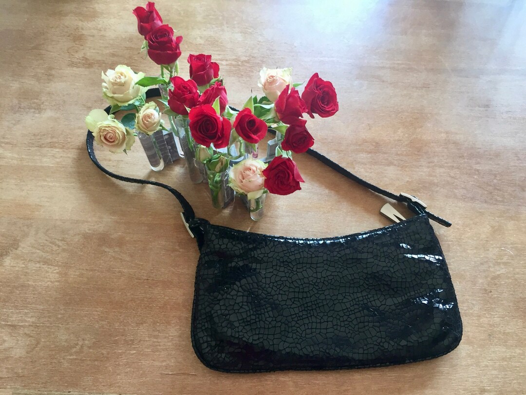 Schultertasche, Leder, Schwarz, Vintage, Liza Ganz - Etsy.de