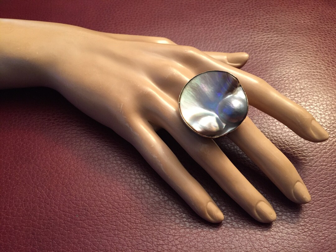 Pearl Ring, Blistered Pearl Ring, Large Pearl Ring, Blistered Pearl ...