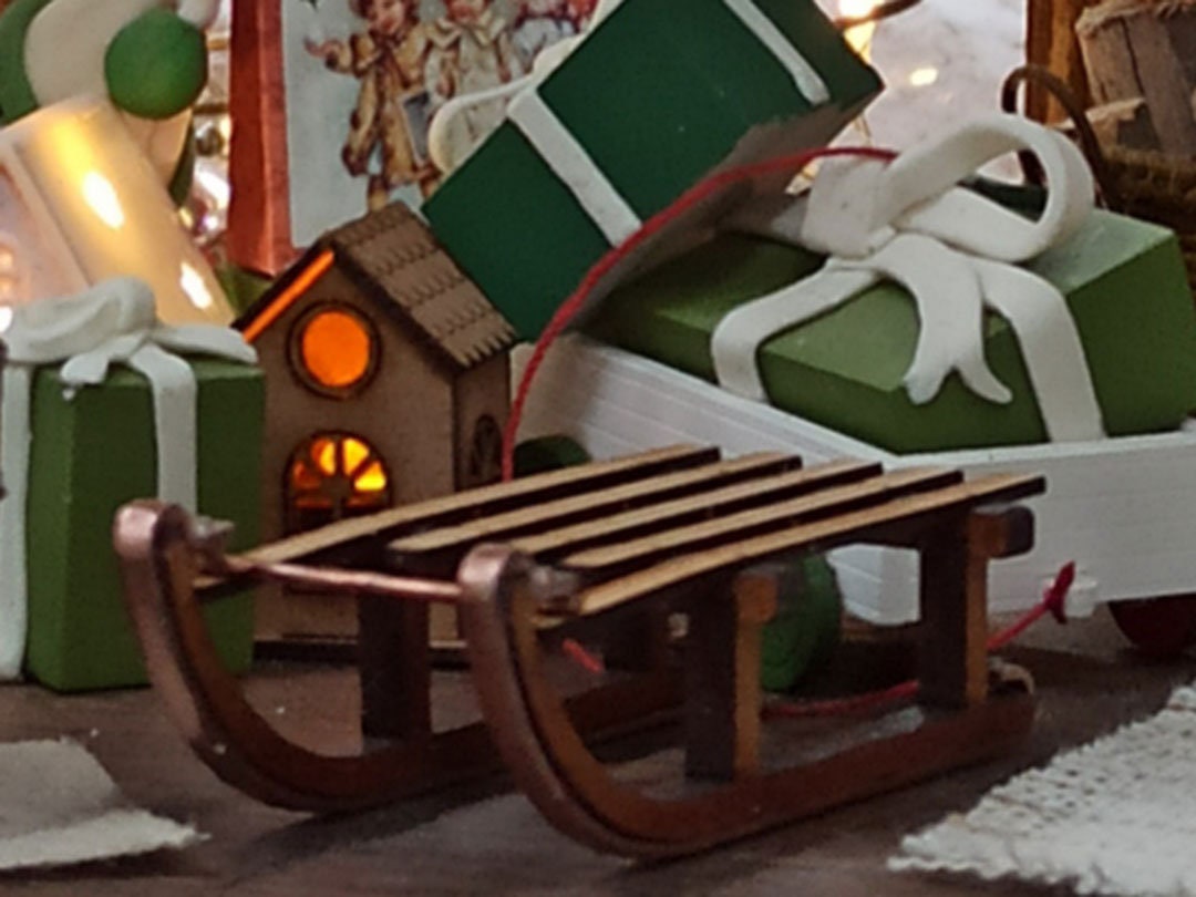 Wooden Sled Dollhouse Miniature Kit - Etsy