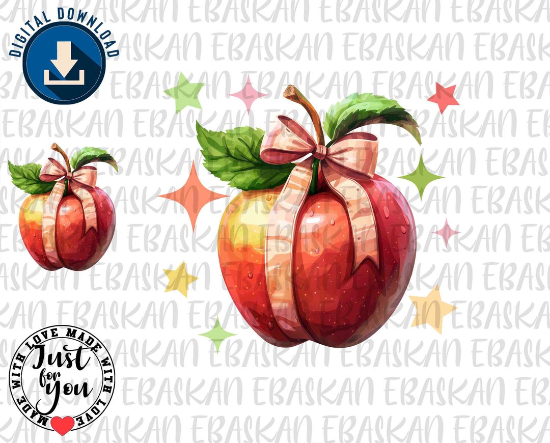 Apple Teacher Png Apple With Checker Coquette Bow Png Sublimation ...