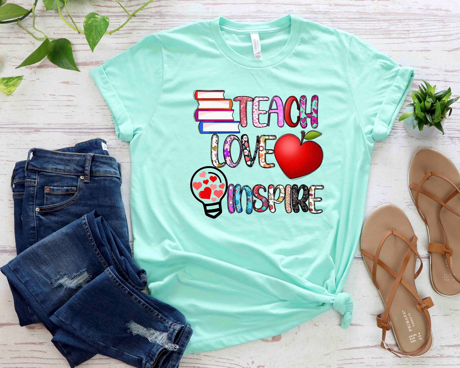 Teach Love Inspire SVG PNG Teacher Life Valentines Svg Png | Etsy