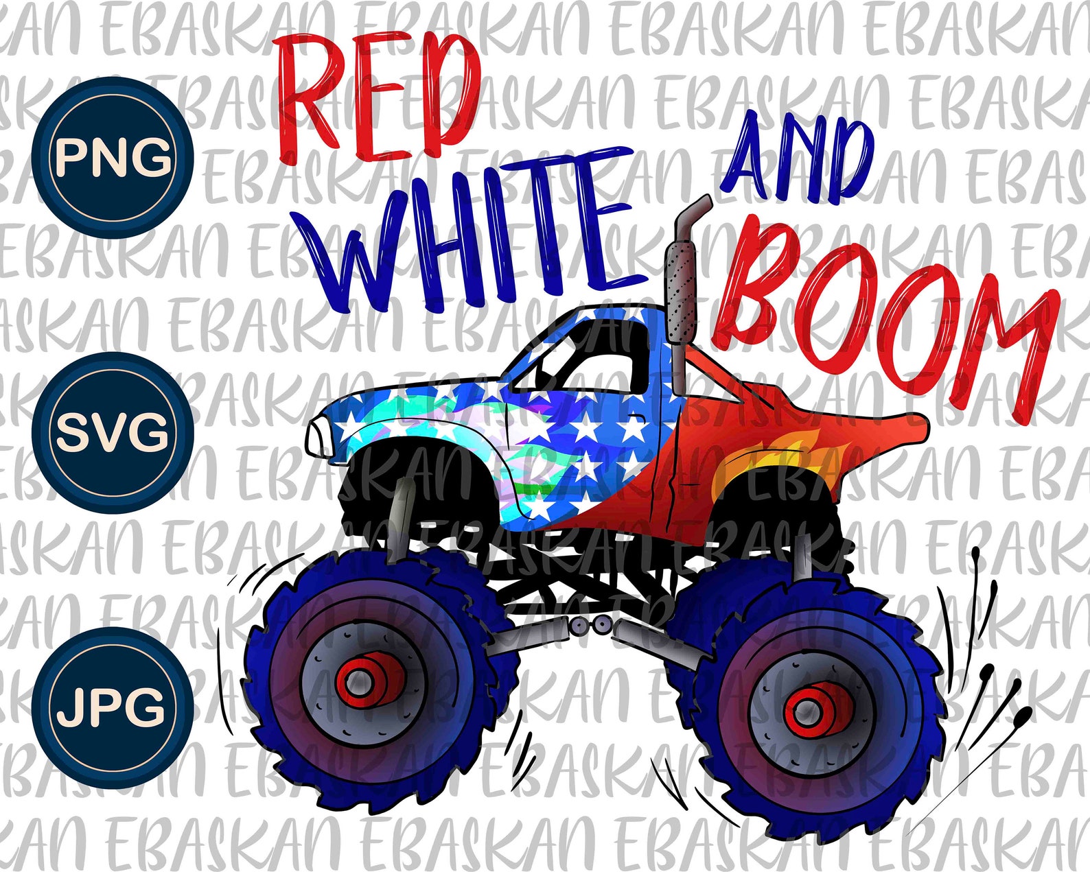 Red White and Boom 4th of July Truck PNG Fourth of July American ...