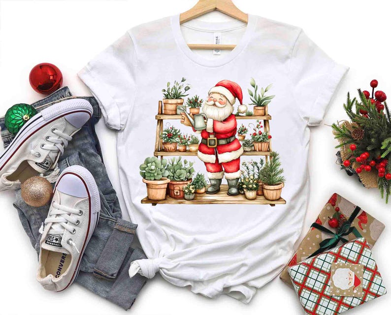 Santa Plant Lover PNG, Christmas Gardener Design (digital Download) - Etsy