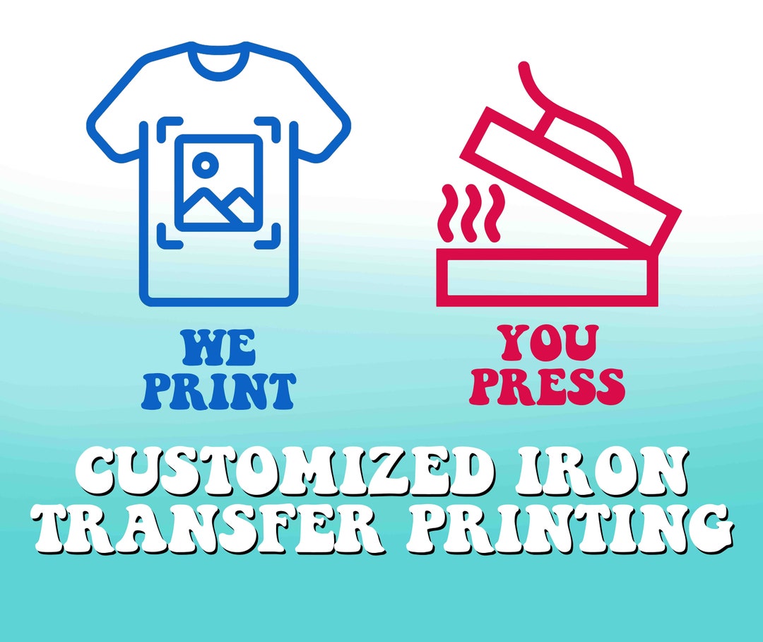 Custom DTF Iron Transfer Printing DIY Photo Logo Letter Text Heat Iron ...