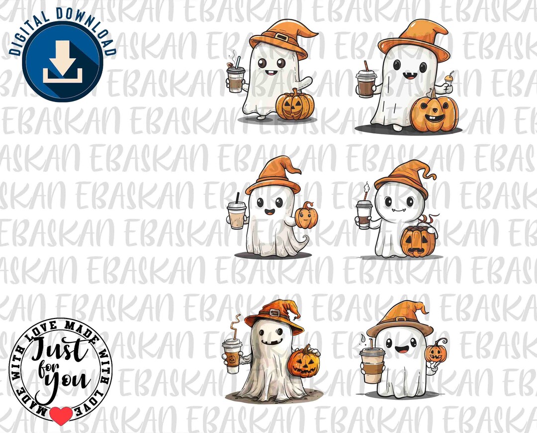 Halloween Ghosts Bundle Png, Halloween Bundle 6 in 1, Ghost Bundle ...