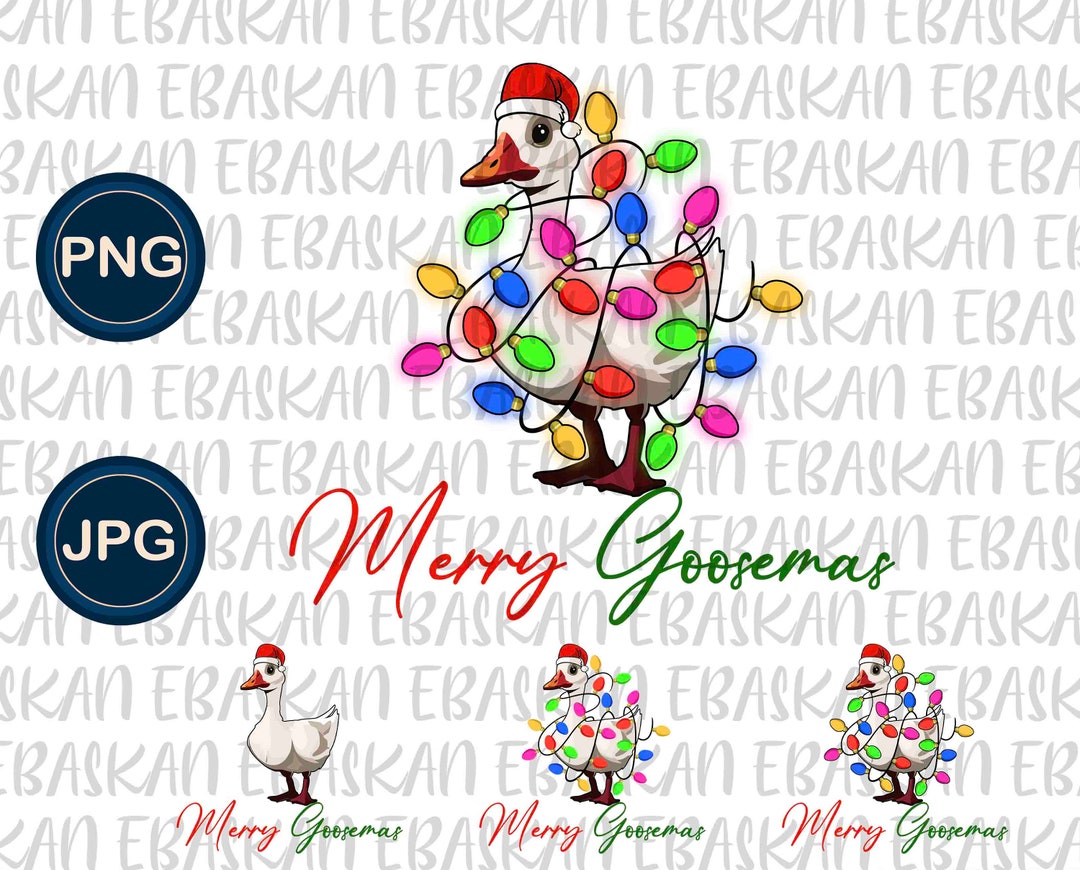 Merry Goosemas PNG Jpg Christmas Lights Goose Png Cute Farm Christmas ...