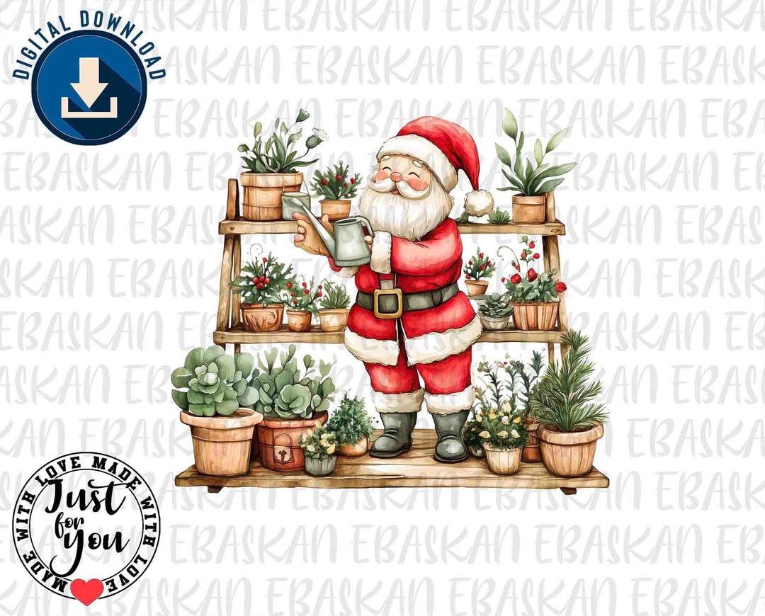 Santa Plant Lover Png, Plant Lover Christmas Png, Plant Mom Png ...