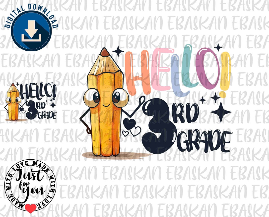 Hello Third Grade PNG, Back to School Design (digital Download) - Etsy