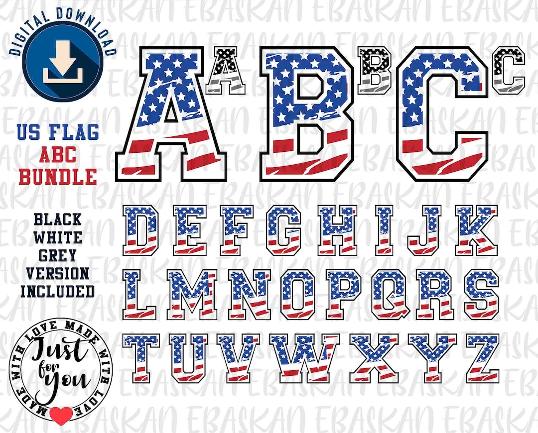 Customizable ABC Png 4th of July ABC Png, Patriotic Alphabet Png ...