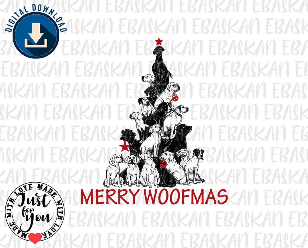 Dog Christmas Tree Png, Merry Woofmas Png, Happy Pawlidays Png, Cute ...