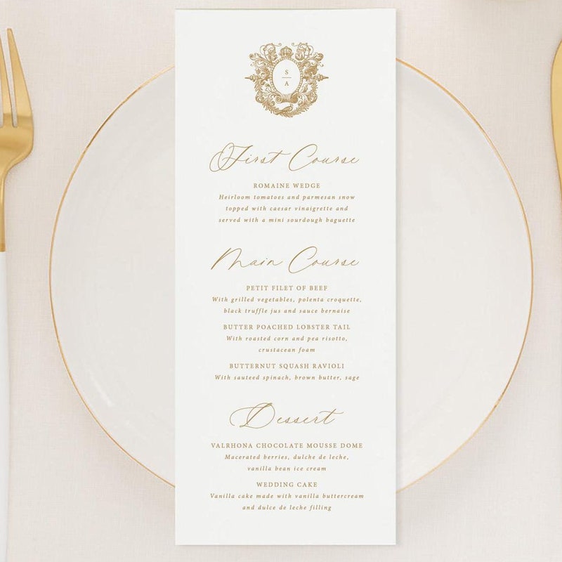 Gold Foil Menu - Etsy