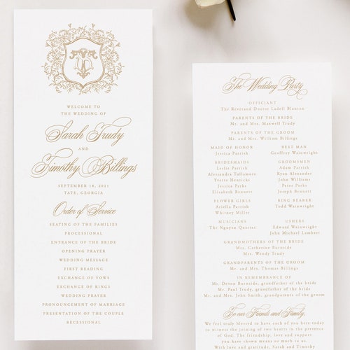Printed Wedding Programs Wedding Ceremony Program - Etsy
