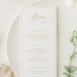 Minimalist Gold Menu Cards for Wedding, Printed - Etsy