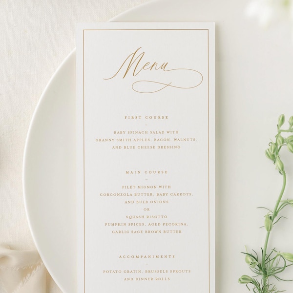 Gold Menu - Etsy