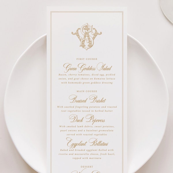 Monogram Menu - Etsy