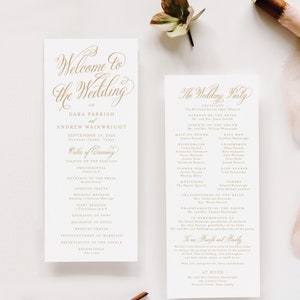 Gold Wedding Programs Printed Wedding Ceremony Program in | Etsy