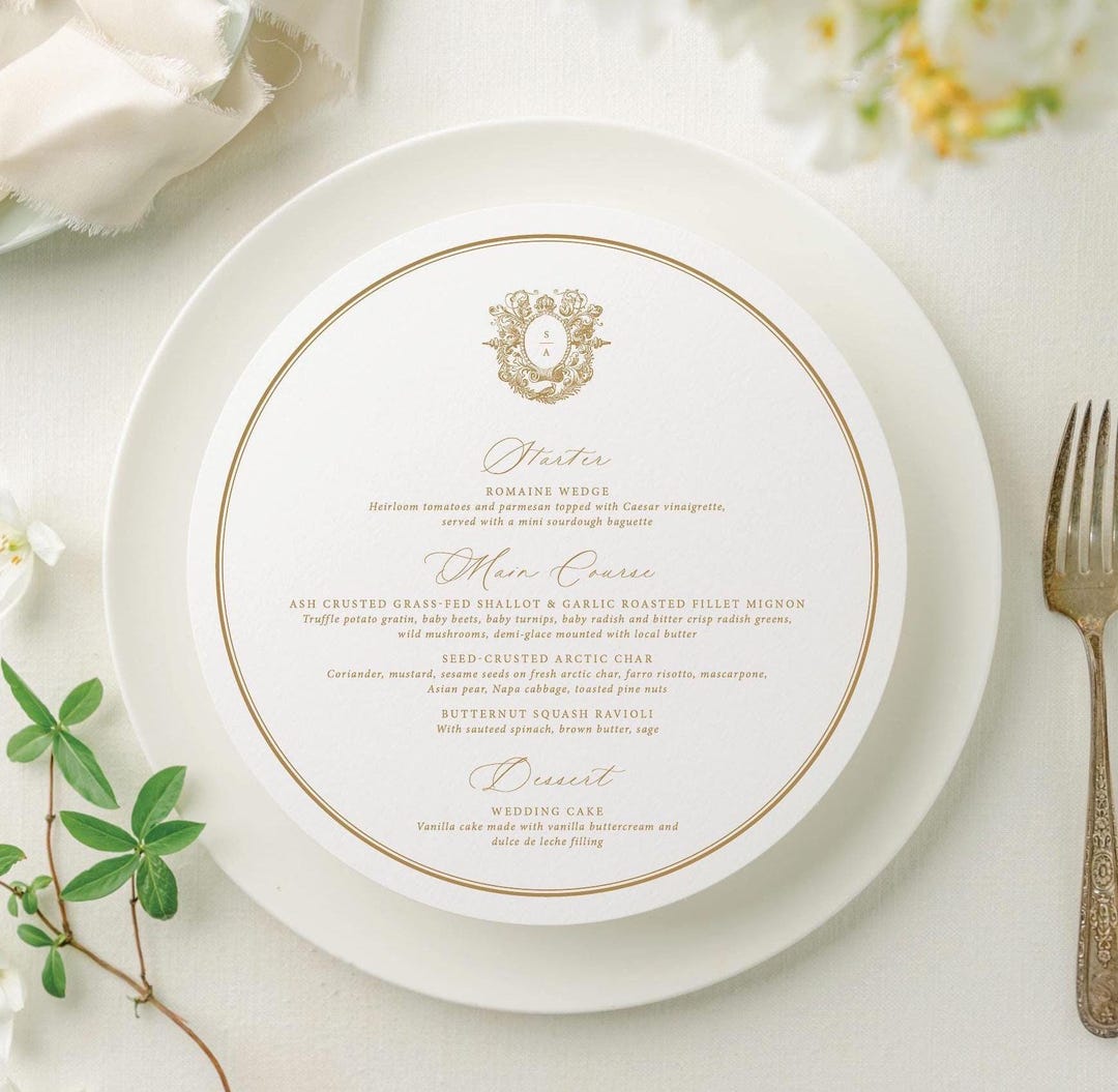 Round Wedding Menus Custom, Printed - Etsy