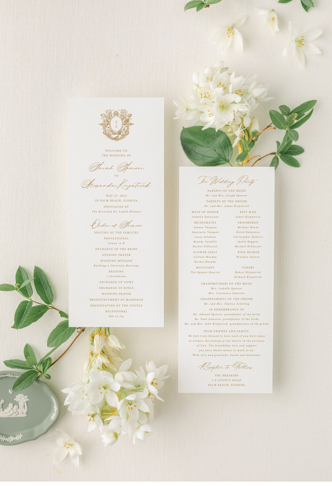 Gold Wedding Programs Printed Wedding Ceremony Program in - Etsy