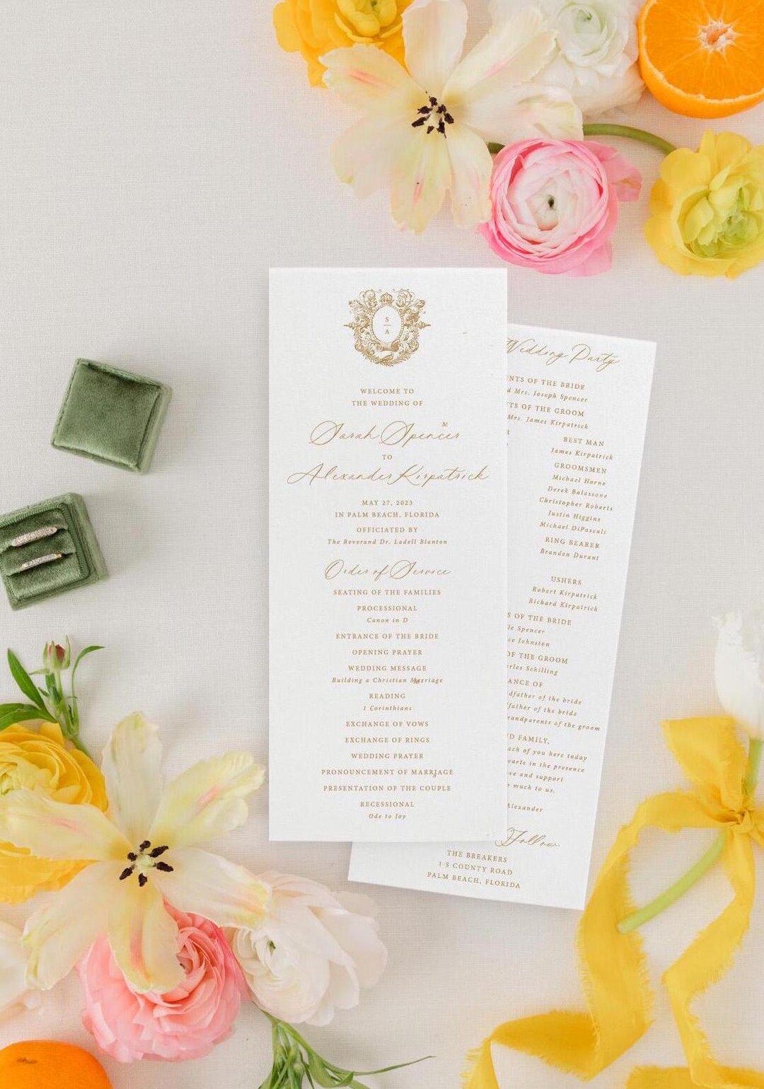 Gold Wedding Programs, Printed Wedding Ceremony Program in Matte Gold ...