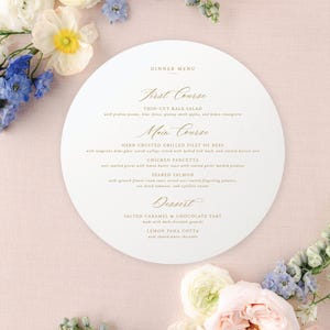 Round Menu Cards for Wedding, Printed - Etsy