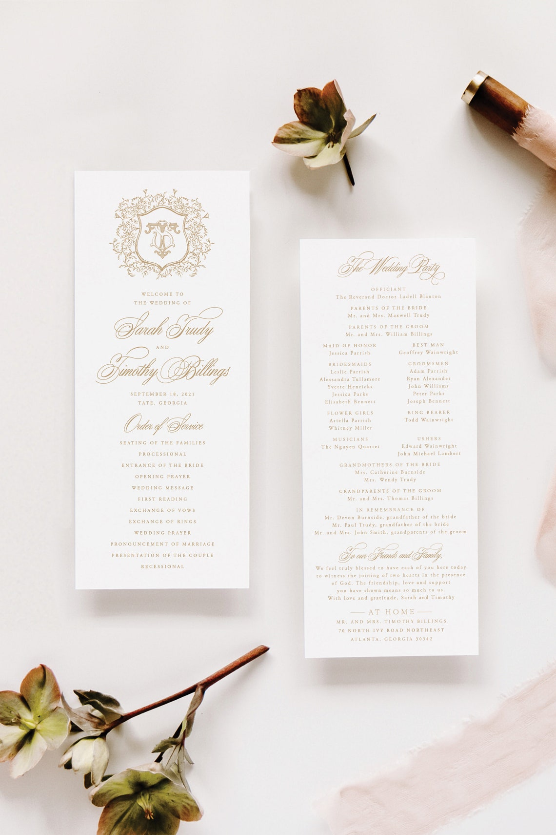Wedding Program Printed Elegant Programs Perfect for Church - Etsy