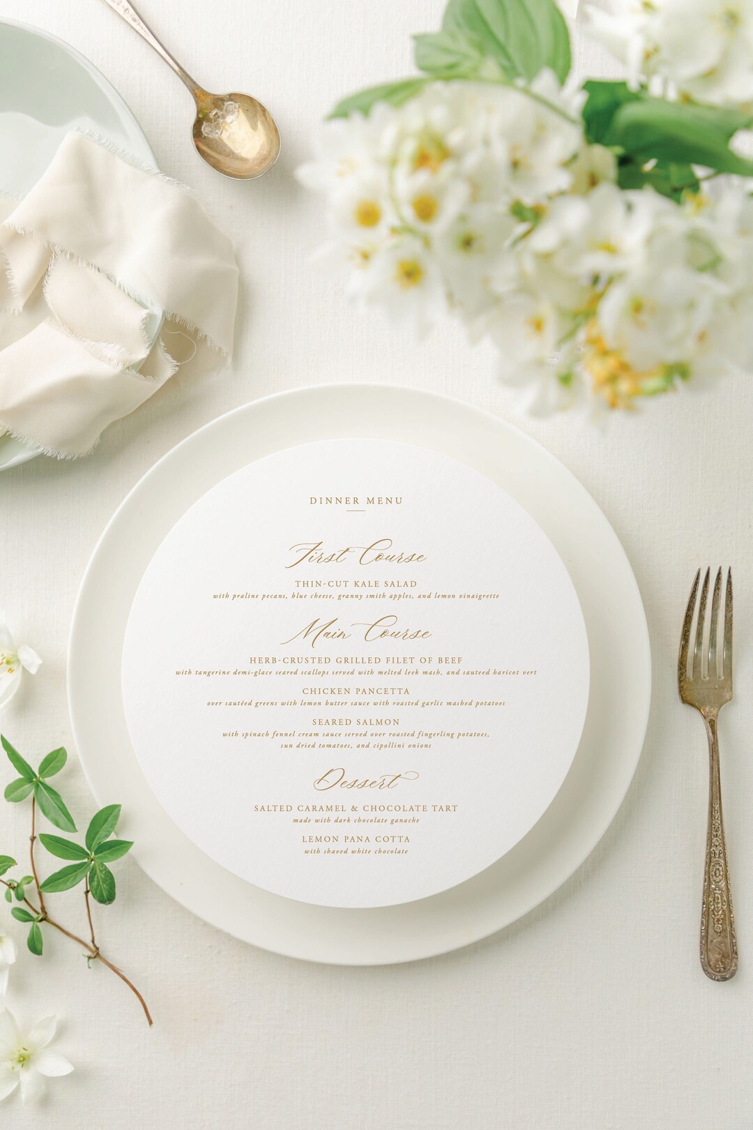 Round Menu Cards for Wedding, Printed - Etsy