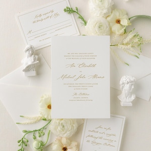 Letterpress Minimalist Wedding Invitation Set - Etsy