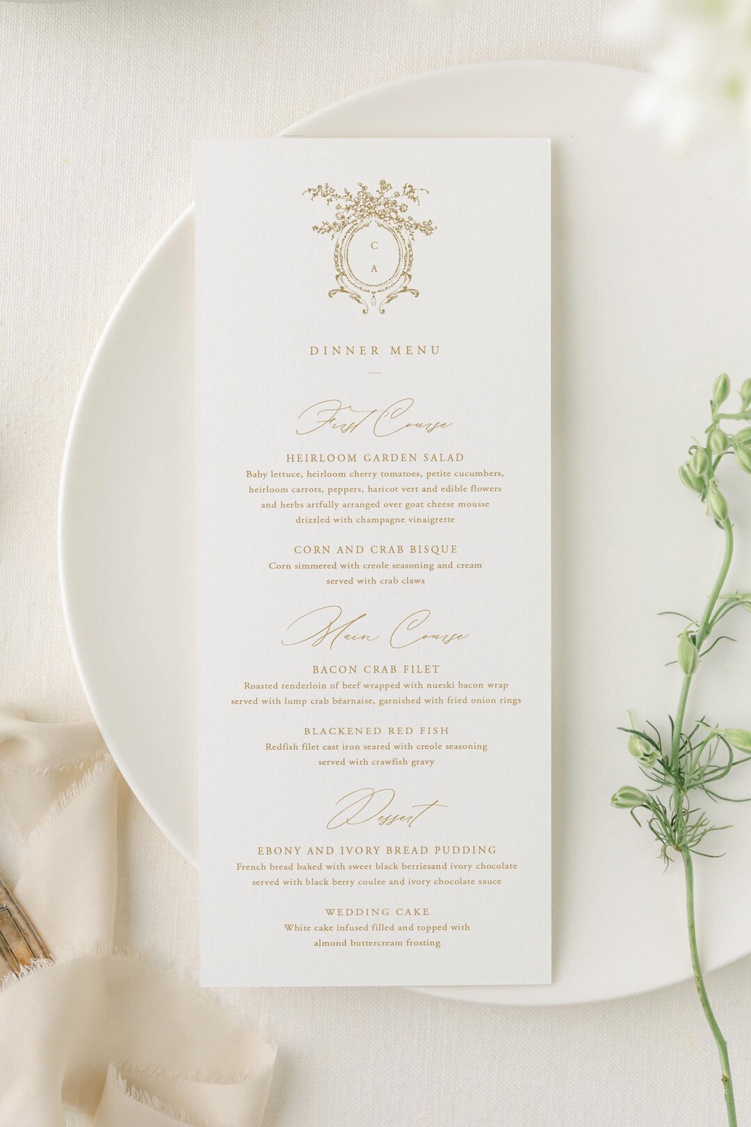 Elegant Wedding Menus, Printed Wedding Menu Cards - Etsy