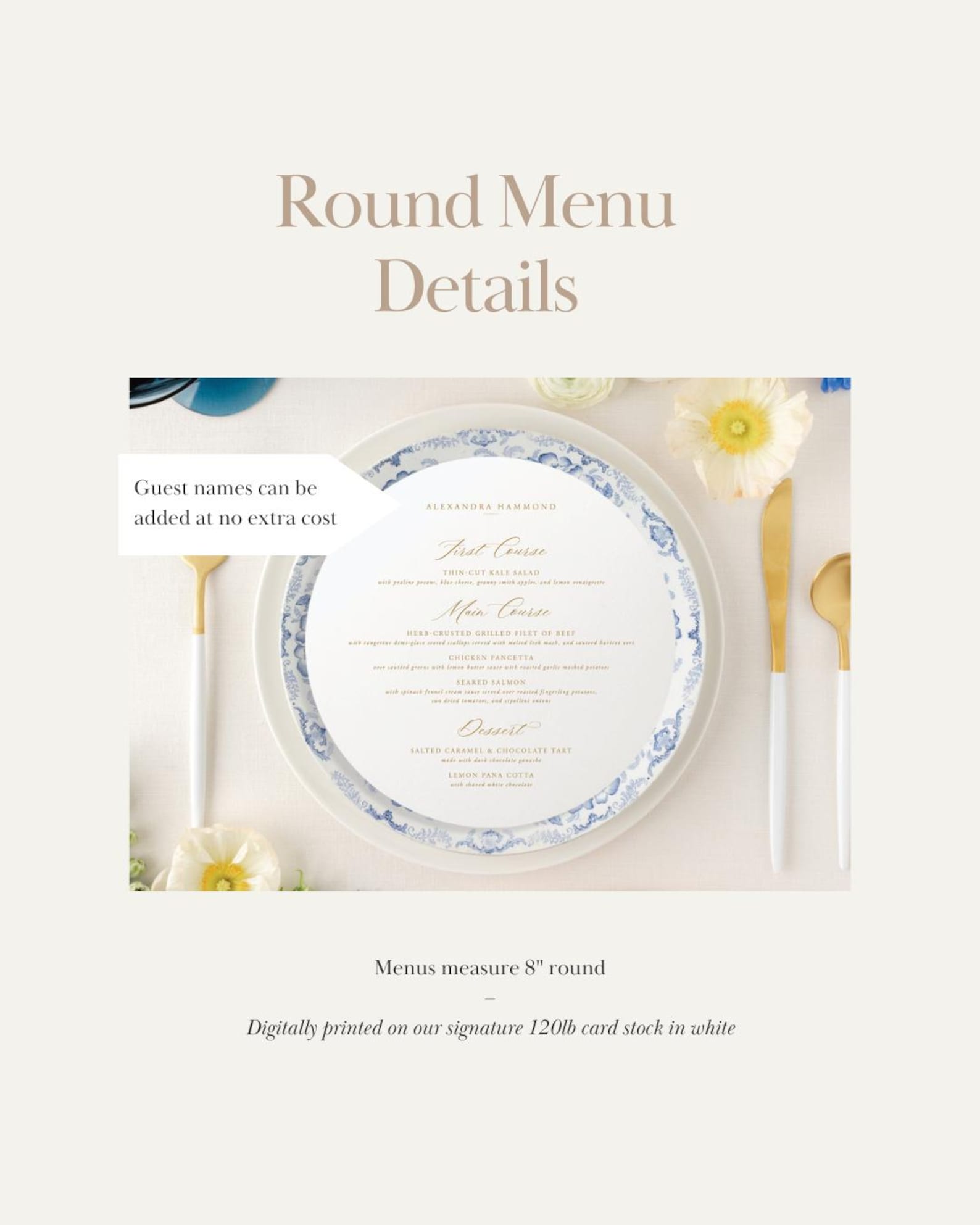 Round Wedding Menus Custom, Printed - Etsy